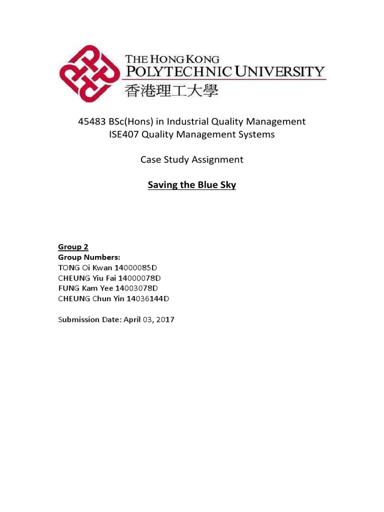 BSC (Hons) in Industrial Quality Management Ise407 Quality Management ...