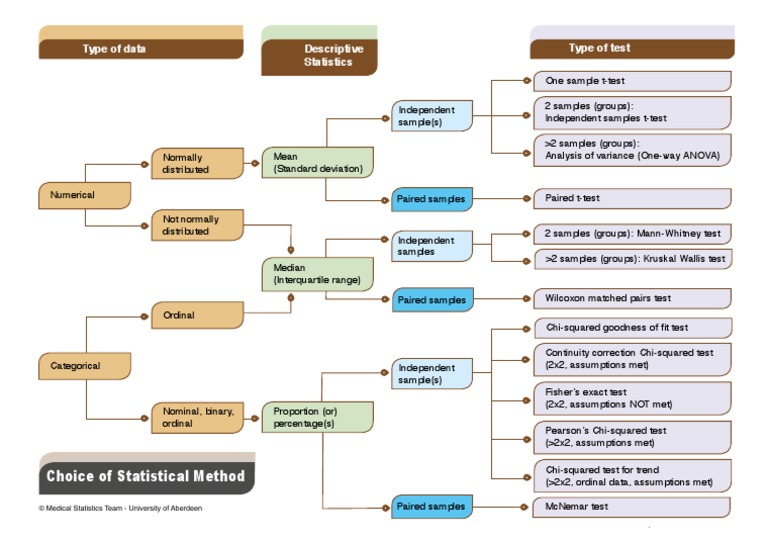 Choice of Statistical Method Flow Diagram | PDF | Student's T Test ...