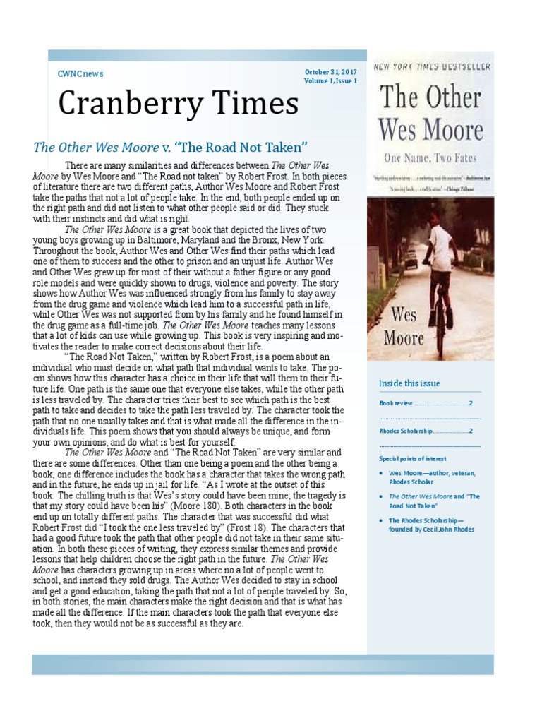The Other Wes Moore: Two Paths, One Name | PDF