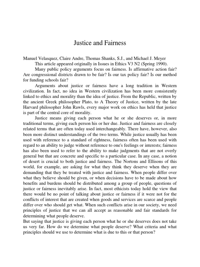 Justice and Fairness | PDF | Social Justice | Justice