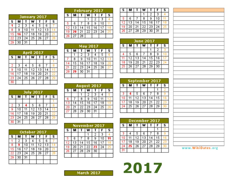2017 Monthly Calendar | PDF