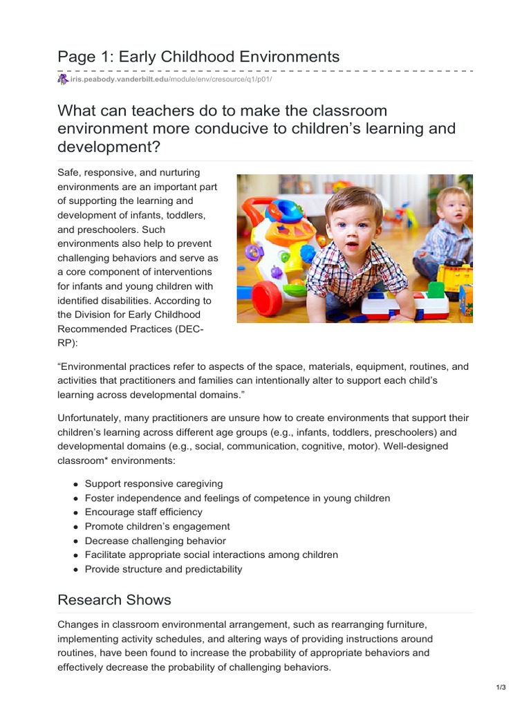 Early Childhood Environments | PDF | Preschool | Early Childhood