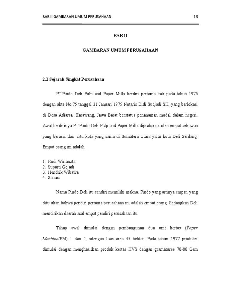 PT Pindo Deli Pulp and Paper Mills | PDF