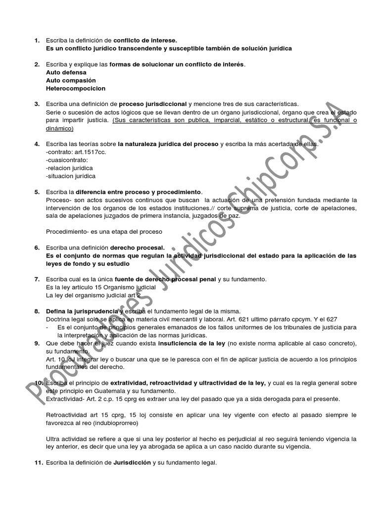 Preguntas Teoria Del Proceso | PDF | Ley procesal | Evidencia (ley)