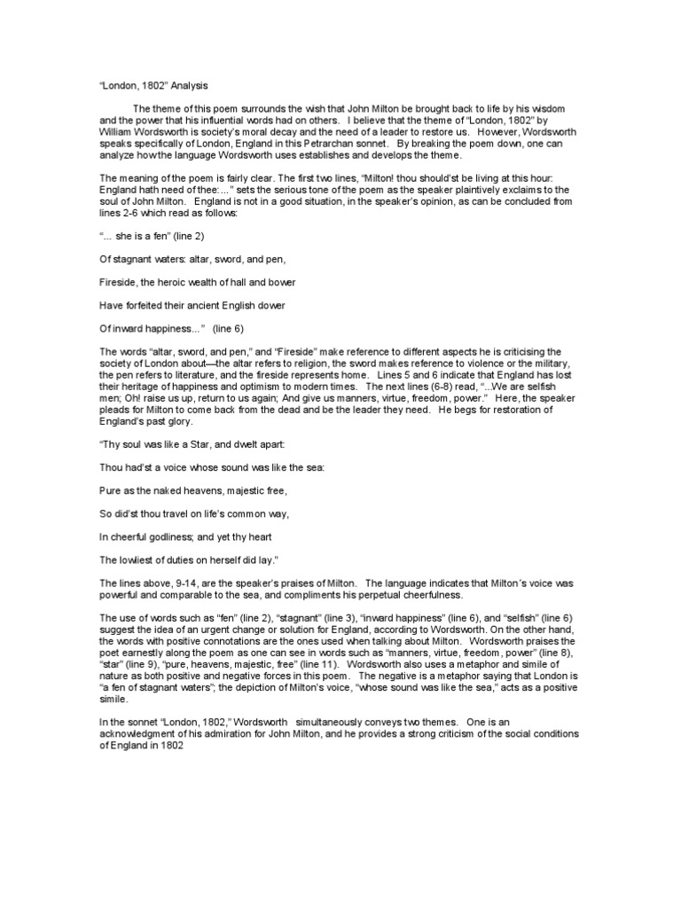 London, 1802 | PDF | Poems | Poetry