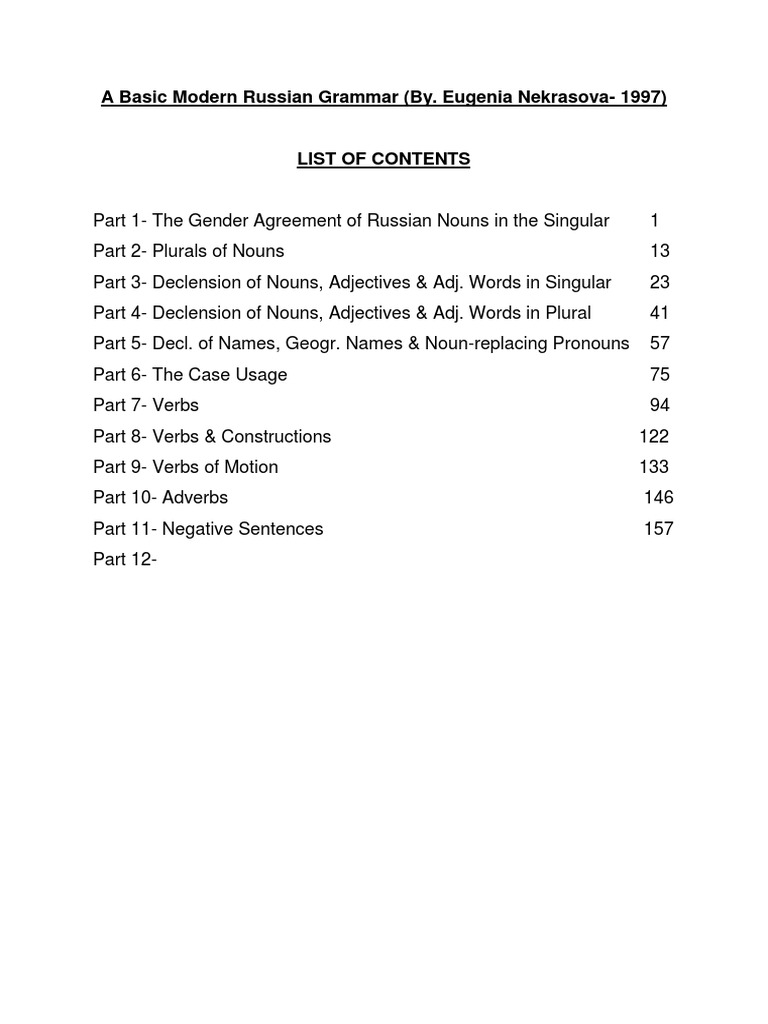 Basic Modern Russian Grammar Guide | PDF