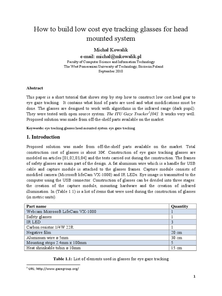 Low-Cost Do-It-Yourself Eye Tracking Glasses: A Step-by-Step Guide to ...