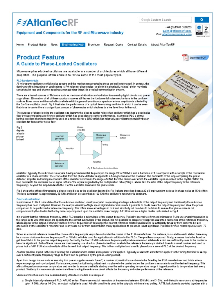 Product Feature: A Guide To Phase-Locked Oscillators | PDF | Detector ...