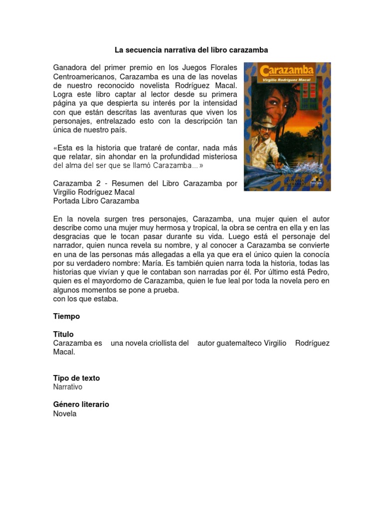 La Secuencia Narrativa Del Libro Carazamba | PDF