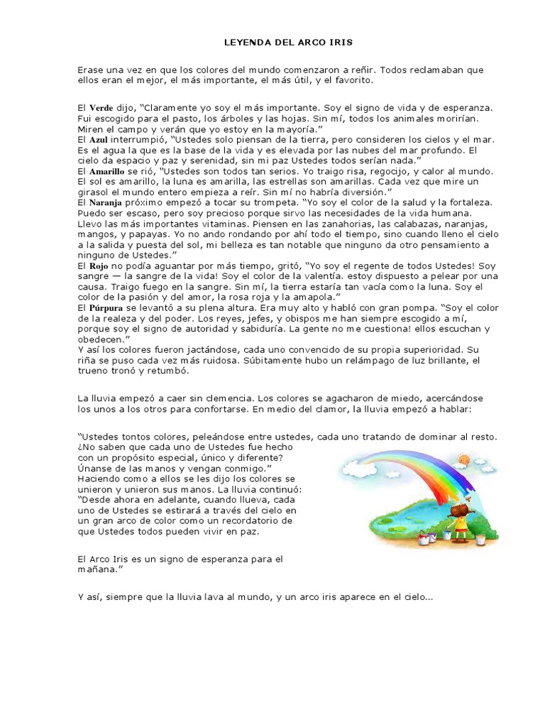 Leyenda Del Arco Iris | PDF | Arco iris | Cielo