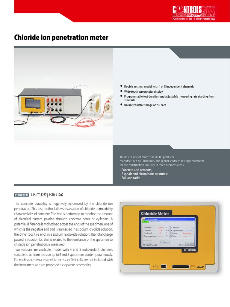 Chloride Ion Penetration Meter: AASHTO T277 - ASTM C1202 | PDF ...