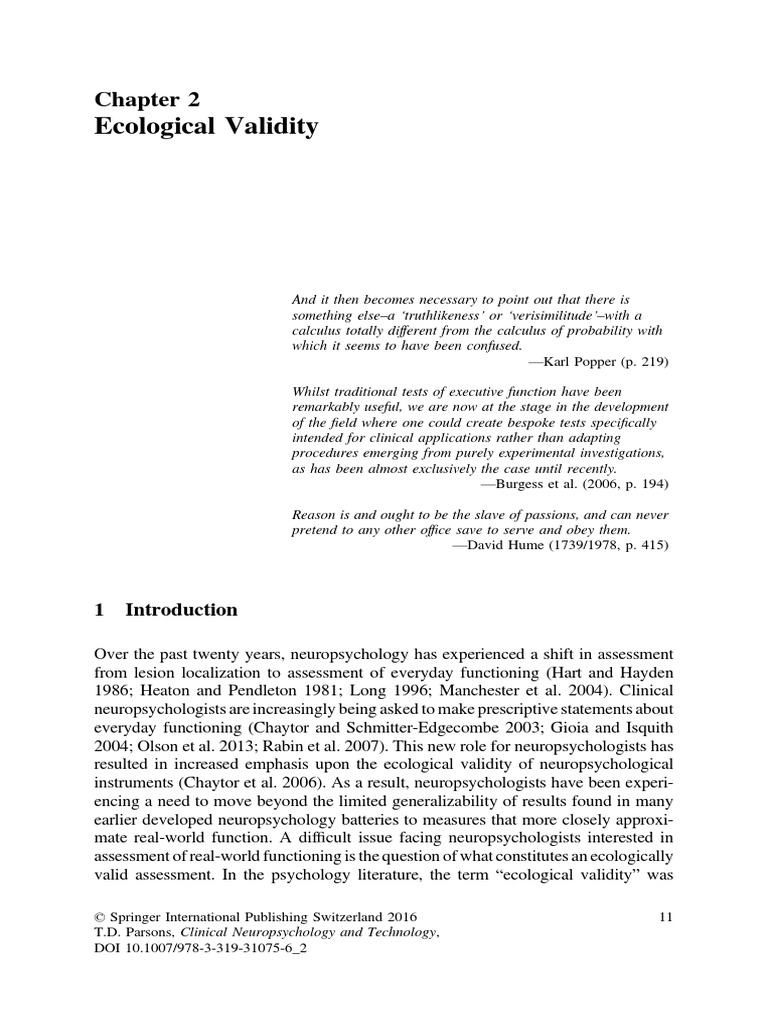 Ecological Validity | PDF | Affect (Psychology) | Executive Functions
