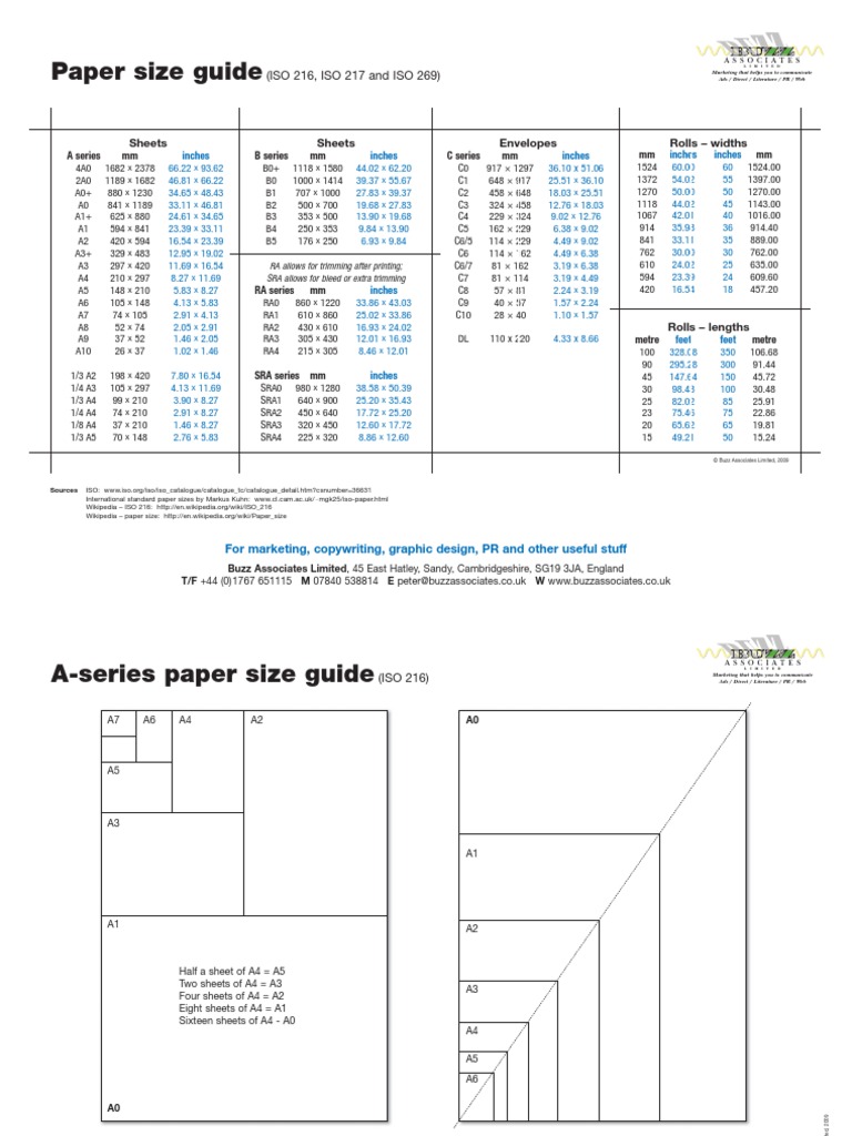 Paper Size Guide: (ISO 216, ISO 217 and ISO 269) | PDF | Printing ...