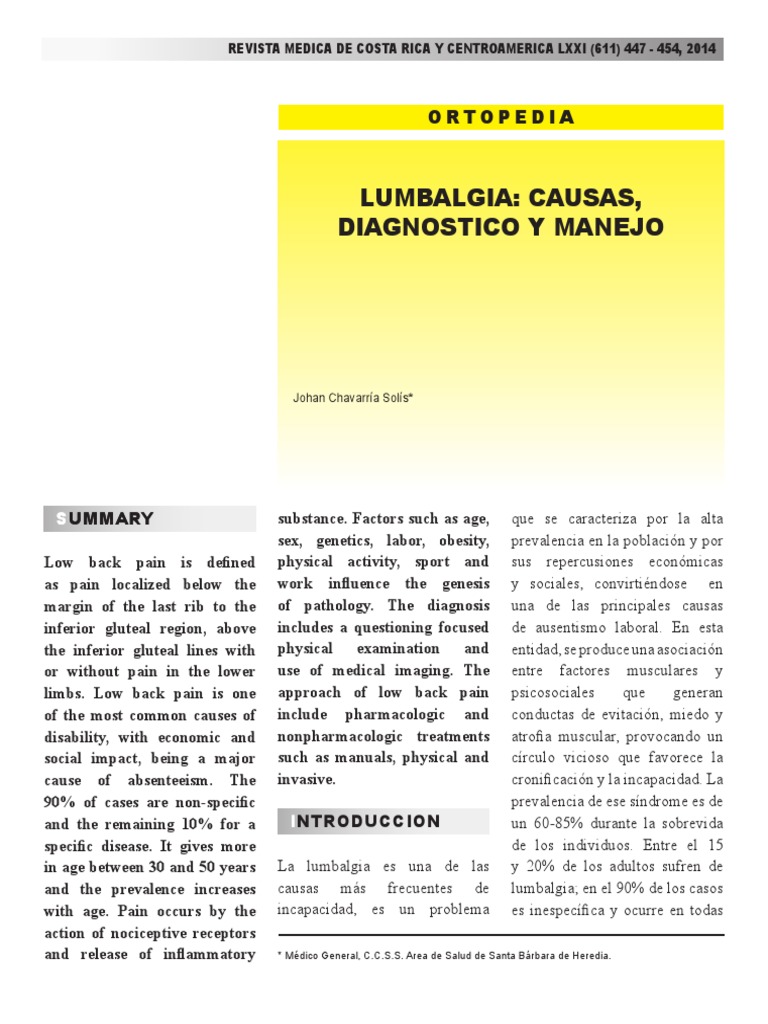 Sacrolumbalgia Aguda PDF | PDF | Dolor lumbar | Medicina CLINICA