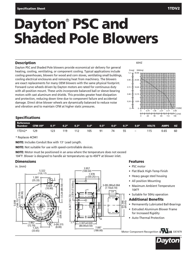 Dayton PSC and Shaded Pole Blowers: Description | PDF | Manufactured ...