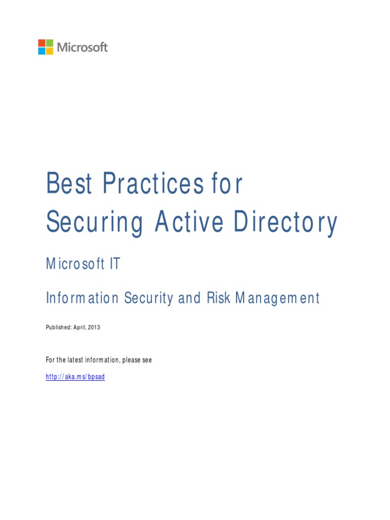Best Practices For Securing Active Directory | PDF | Active Directory ...