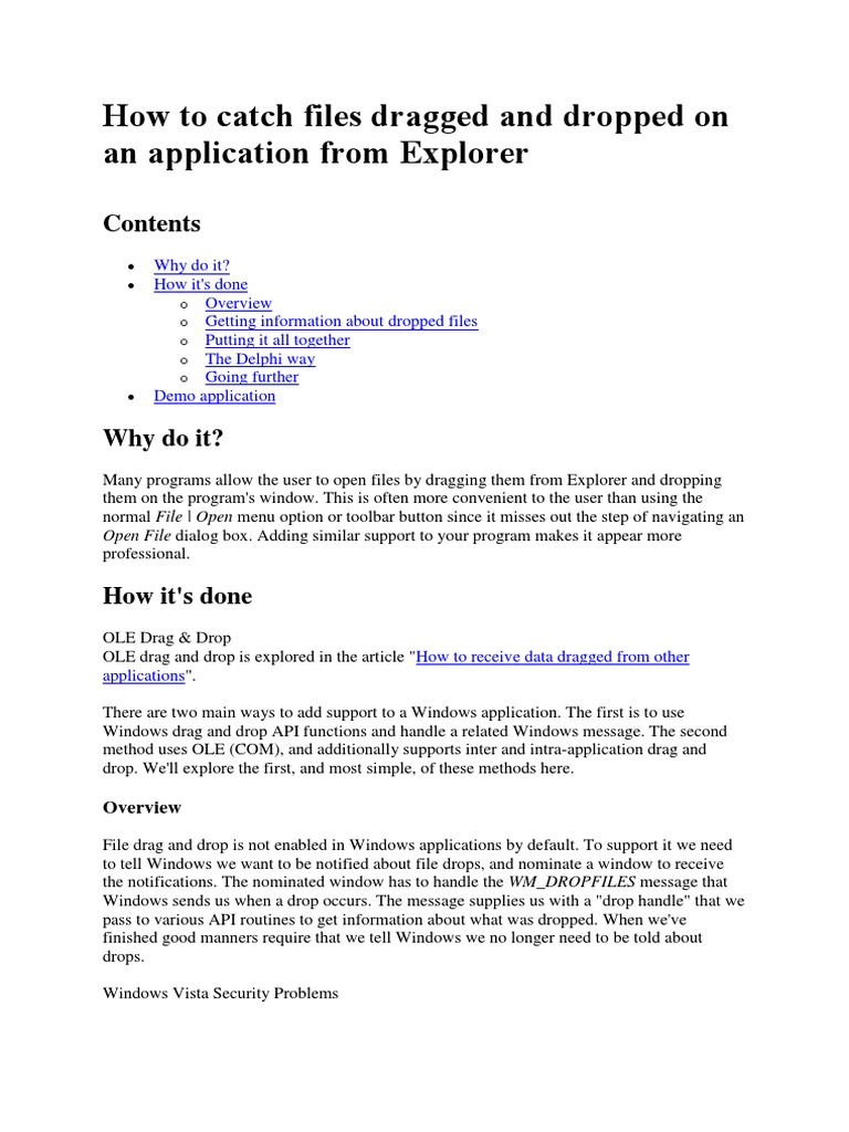 How To Catch Files Dragged and Dropped On An Application From Explorer ...