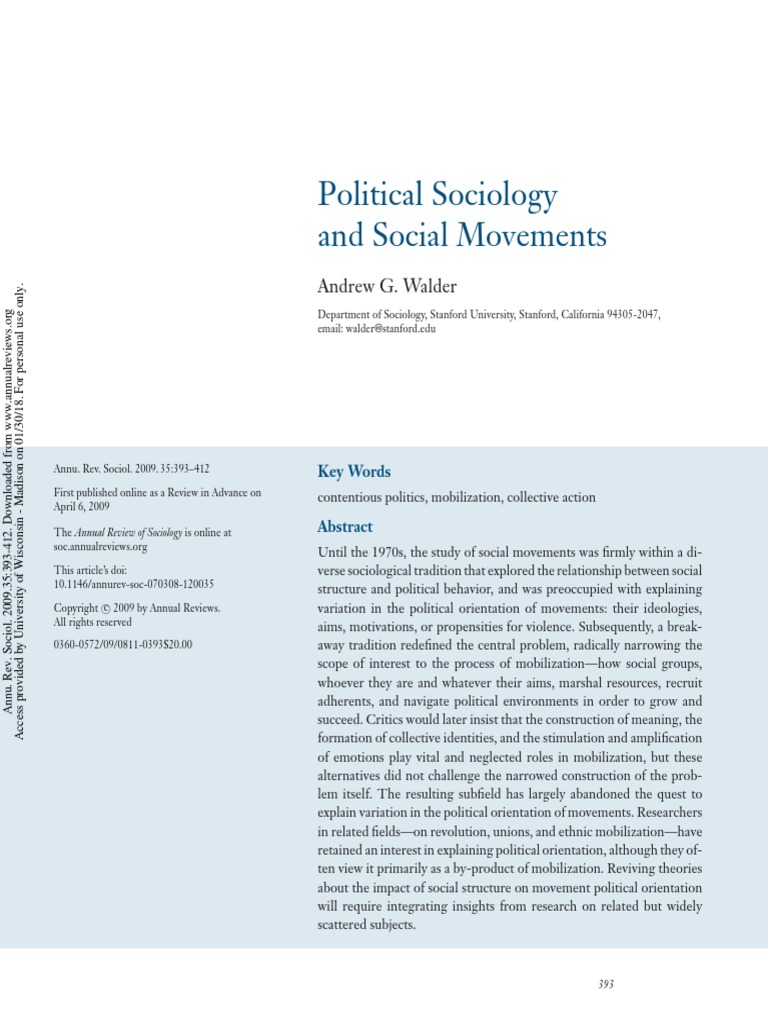 Political Sociology and Social Movements: Andrew G. Walder | PDF ...