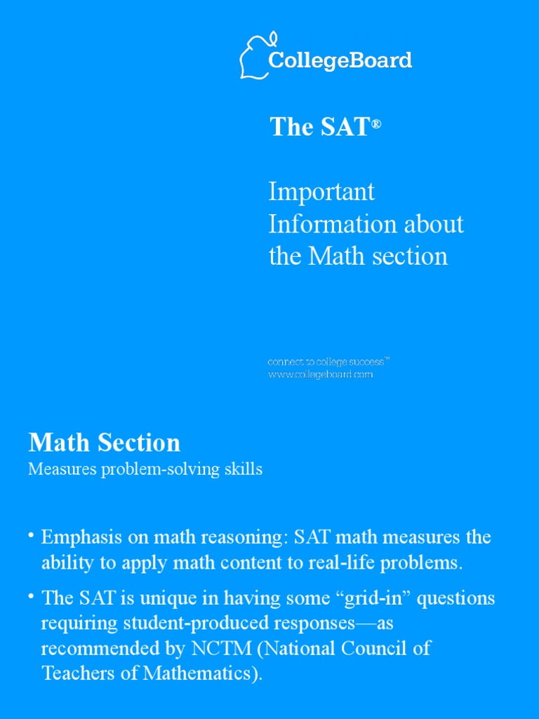 SAT Math Overview From College Board | PDF | Business