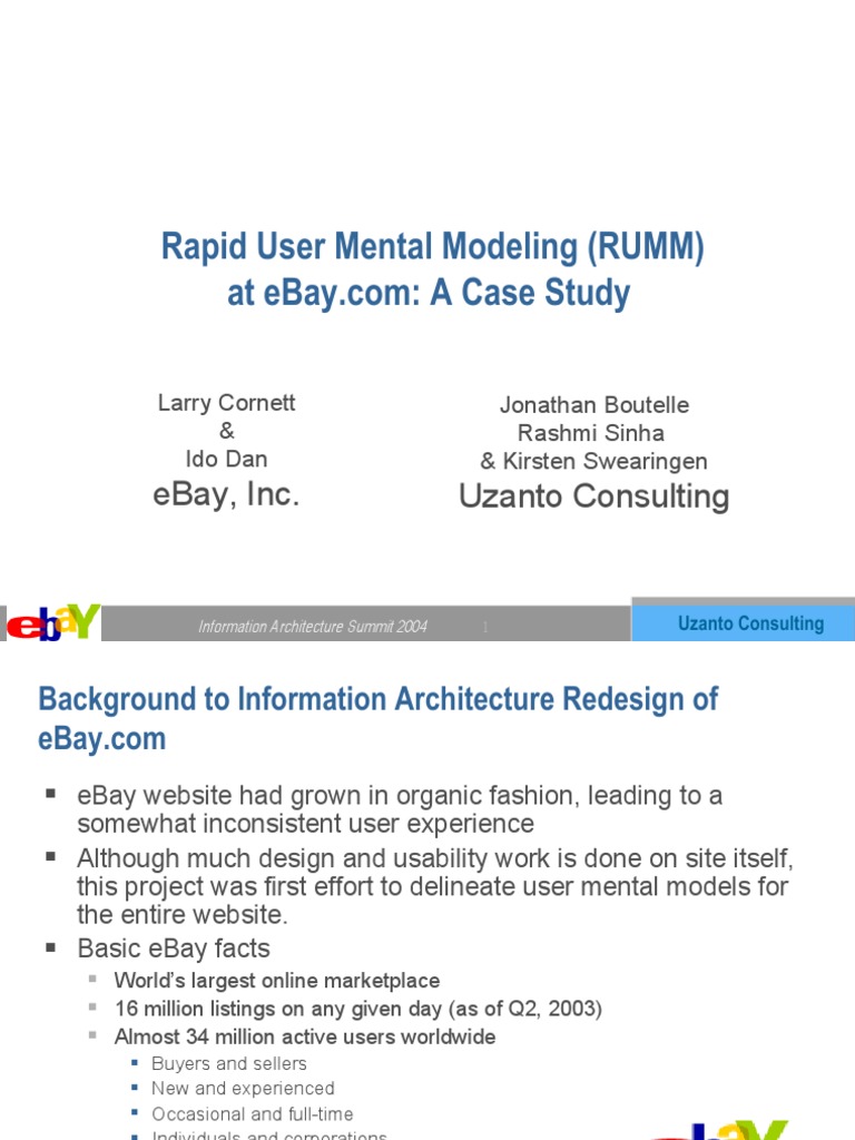 Rapid User Mental Modeling (Rumm) : Uzanto Consulting Ebay, Inc | PDF ...