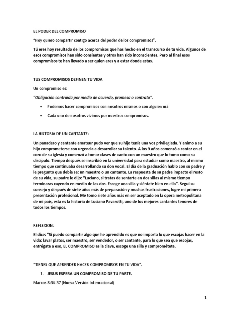 El Poder Del Compromiso | PDF | Jesús | Dios