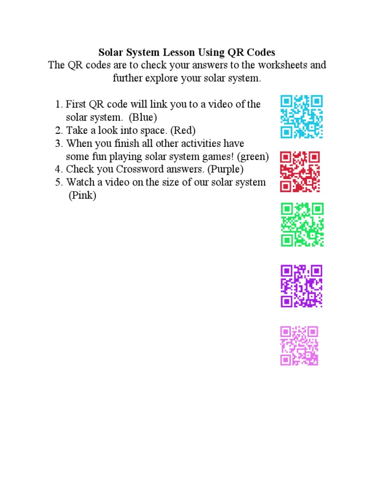 Solar System Lesson Using QR Codes | PDF