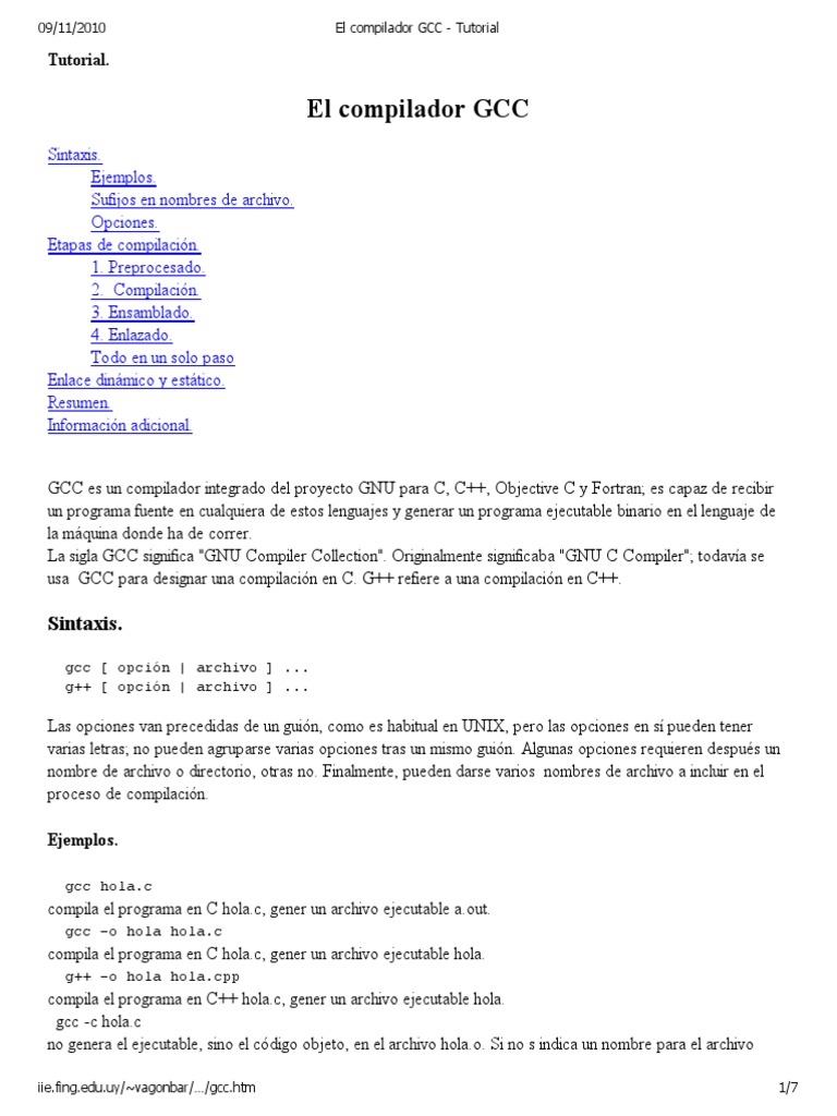 Tutorial Compilador GCC | PDF | Compilador | C
