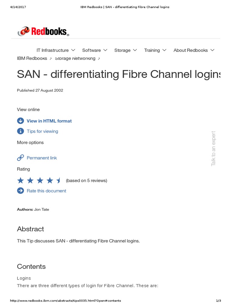 IBM Redbooks - SAN - Differentiating Fibre Channel Logins | PDF | 64 ...
