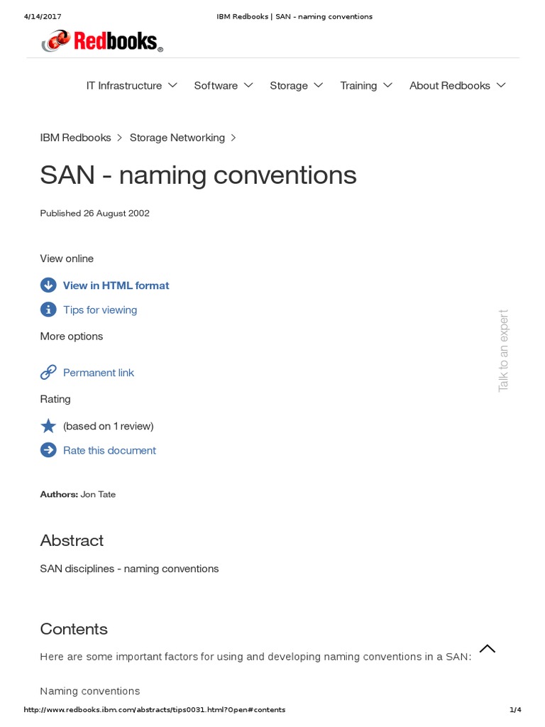 SAN Naming Conventions Guide | PDF | Server (Computing) | Computer Networking