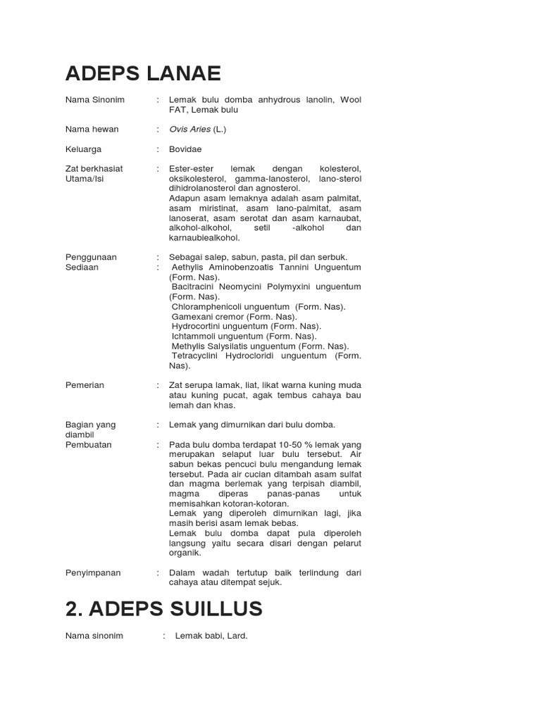 Adeps Lanae | PDF