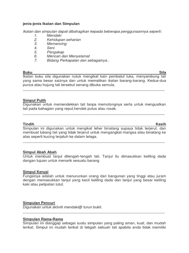 Jenis-Jenis Ikatan dan Simpulan Praktis | PDF