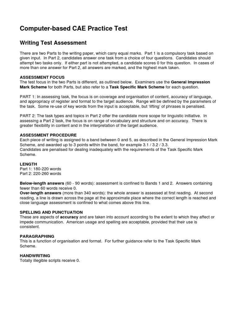 Computer-Based CAE Practice Test | PDF | Question | Vocabulary