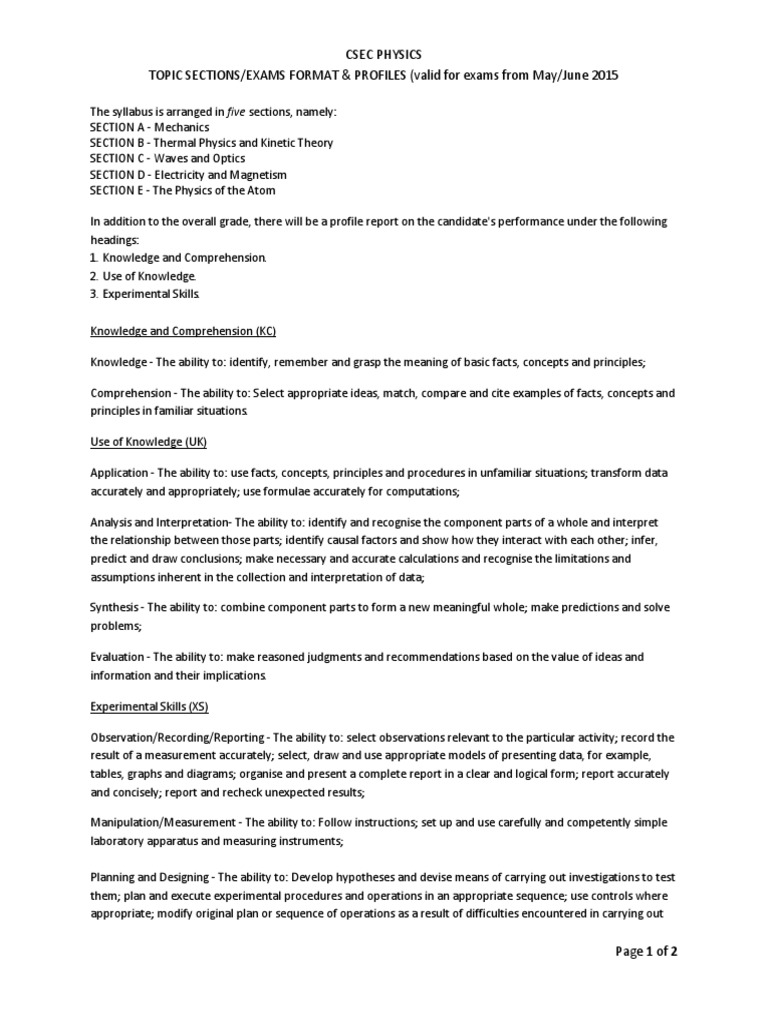 CSEC Physics Syllabus Overview 2025 | PDF | Experiment | Physics