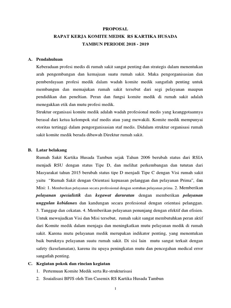 Proposal Komite Medik | PDF
