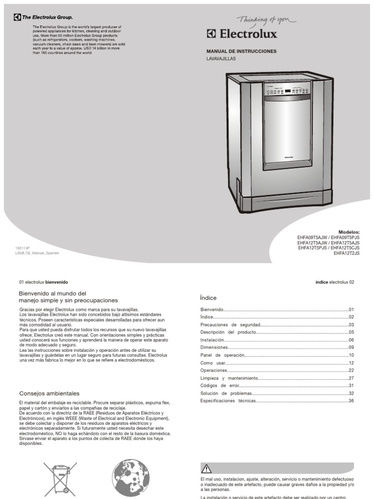 Manual de Instrucciones: Lavavajillas | PDF | Lavavajillas | Detergente