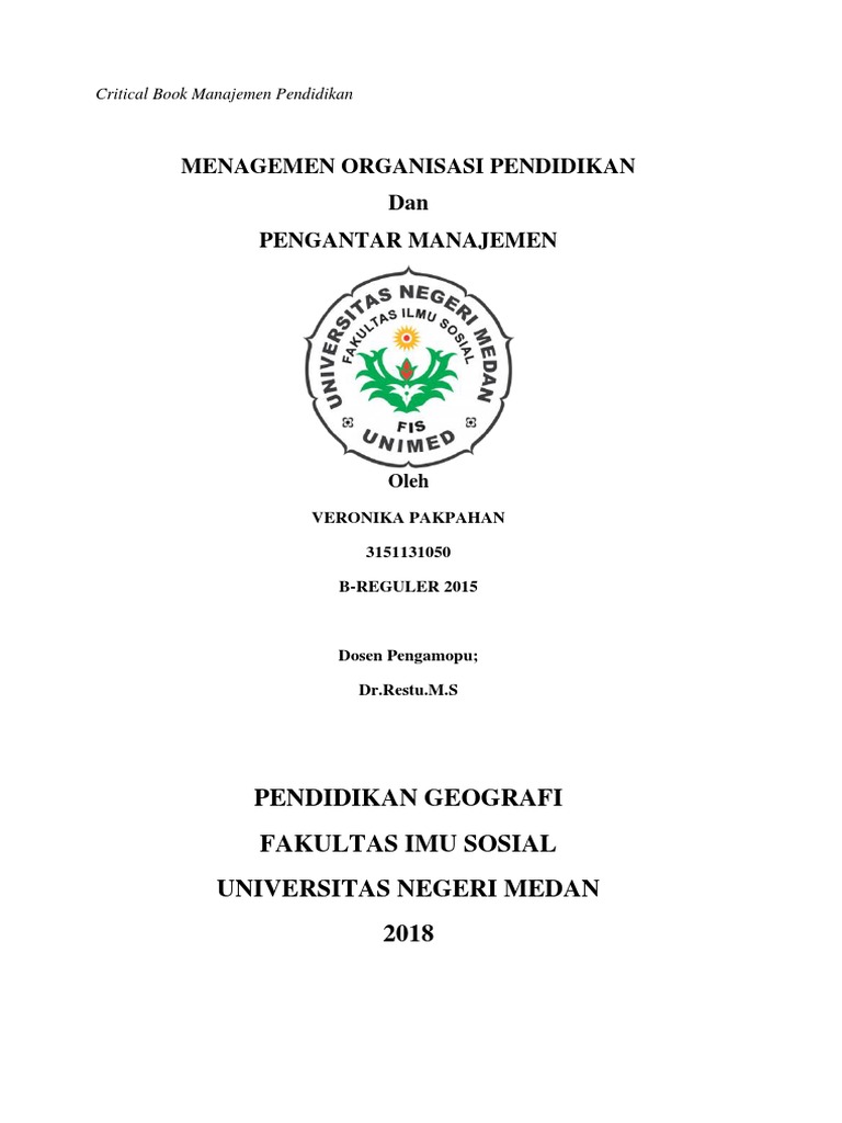 Critical Book Report Manajemen Organisasi Pendidikan | PDF