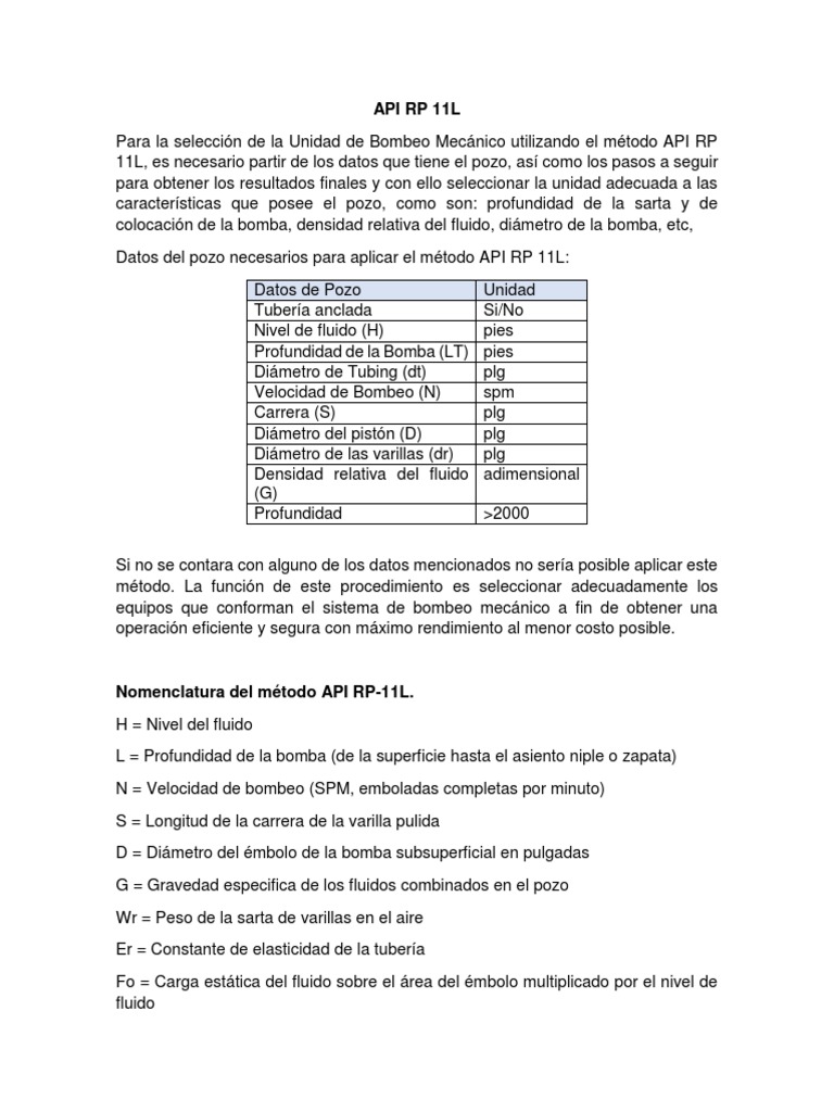 Api RP 11L | PDF | Bomba | Pistón