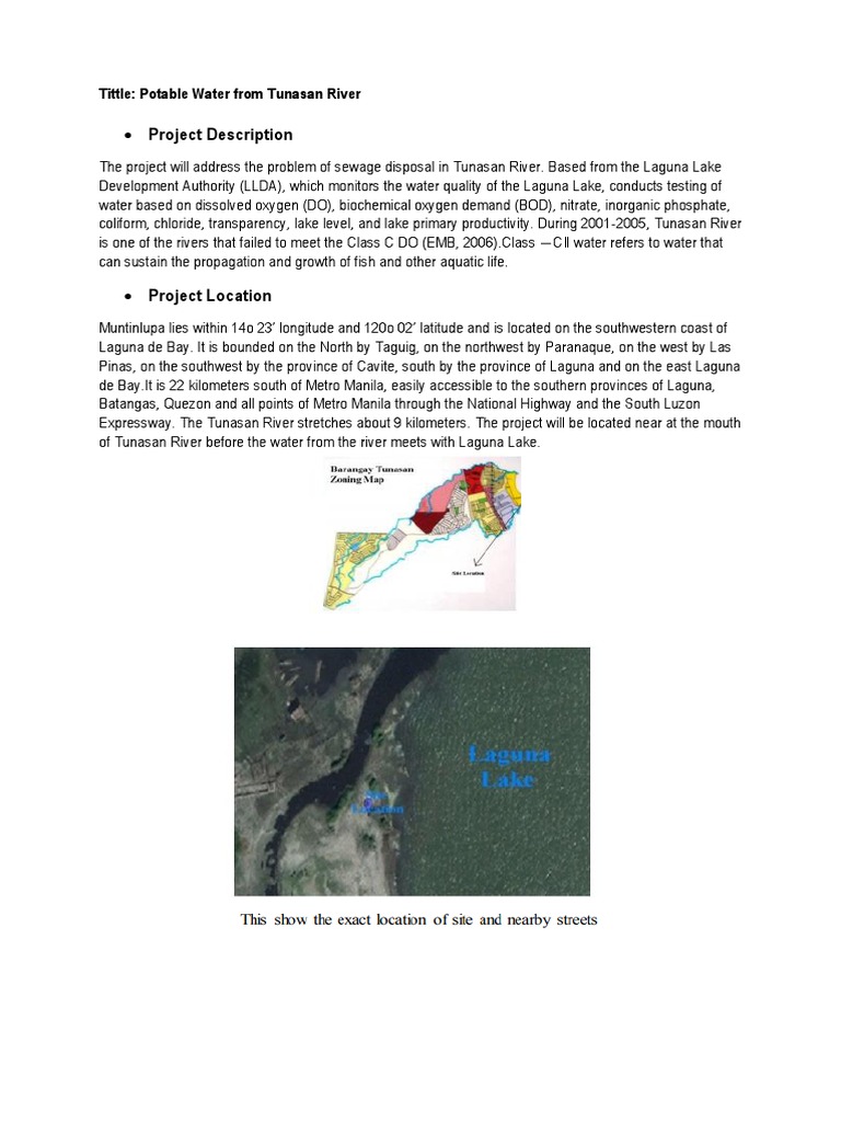 Project Description: Tittle: Potable Water From Tunasan River | PDF ...