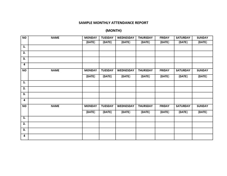 Monthly Attendance Report Sample | PDF | Science & Mathematics