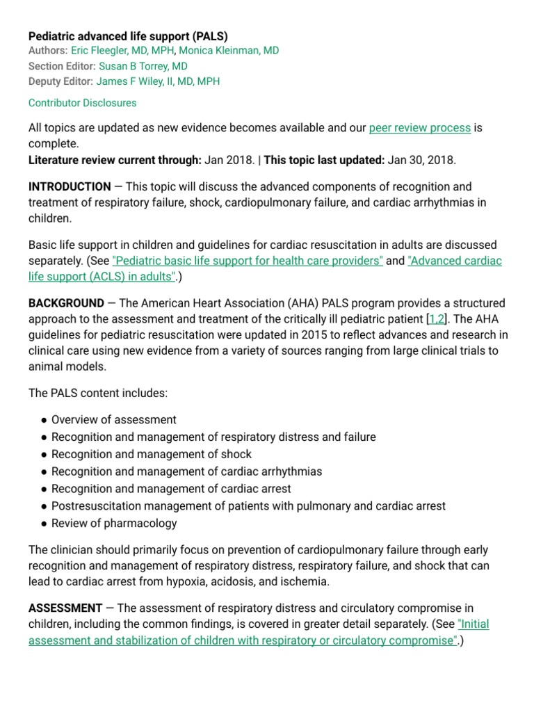Pals Uptodate | PDF | Cardiopulmonary Resuscitation | Shock (Circulatory) Pals Uptodate | PDF | Cardiopulmonary Resuscitation | Shock (Circulatory)