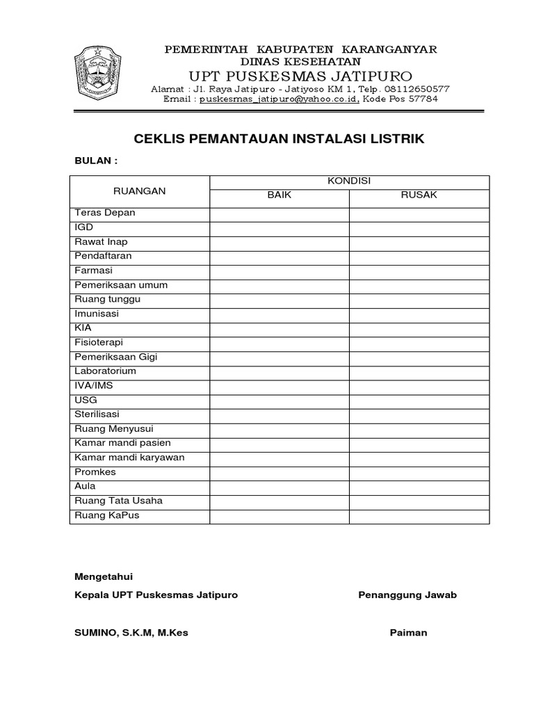 Ceklis Pemantauan Instalasi Listrik | PDF | Sains & Matematika