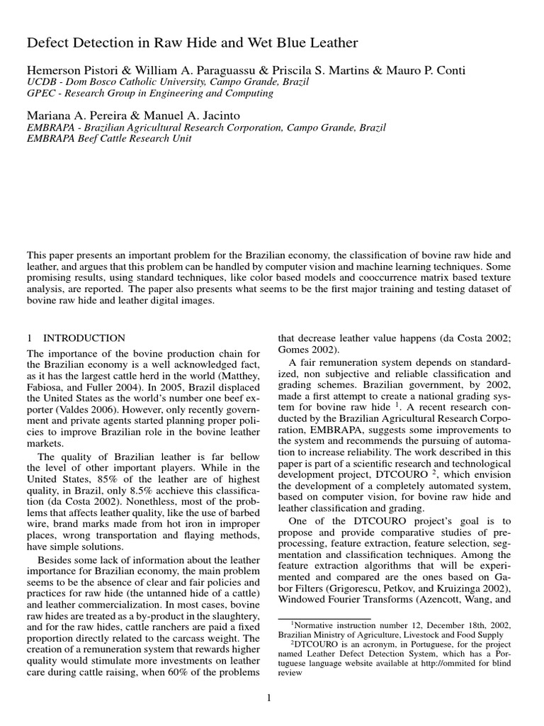Automated Leather Defect Detection | PDF | Support Vector Machine ...