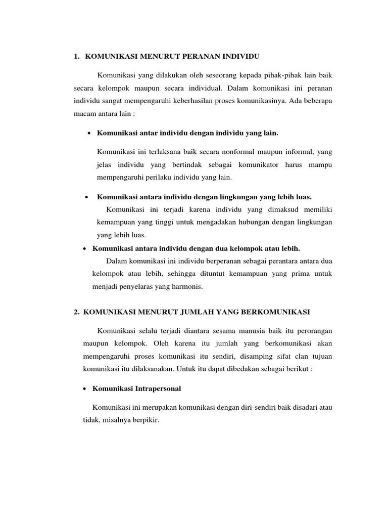 Komunikasi Menurut Peranan Individu | PDF