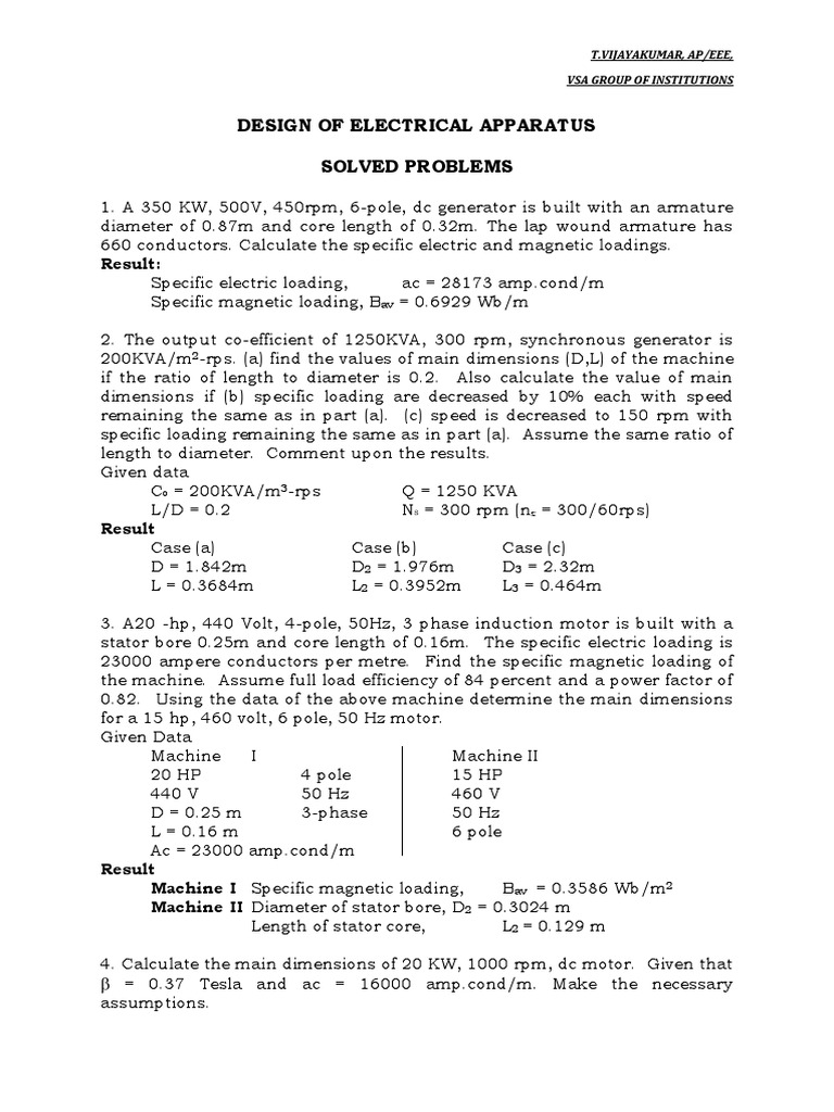 Voltage Calculation for DC Machine | PDF | Transformer | Alternating ...