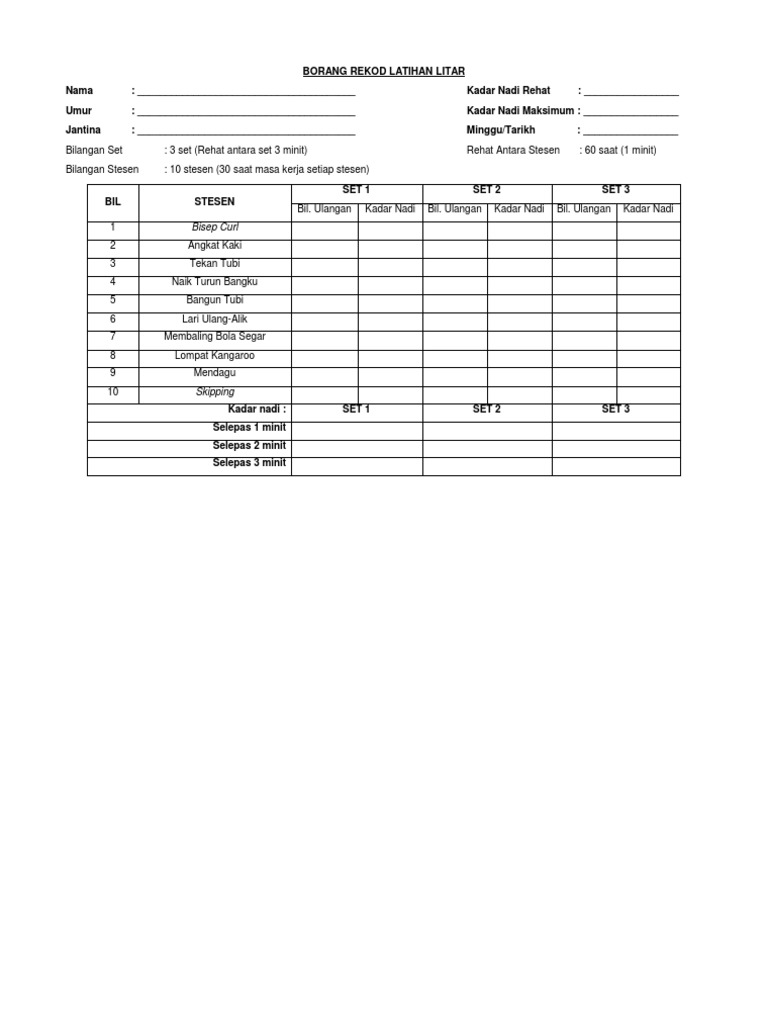 Borang Rekod Latihan Litar Pdf