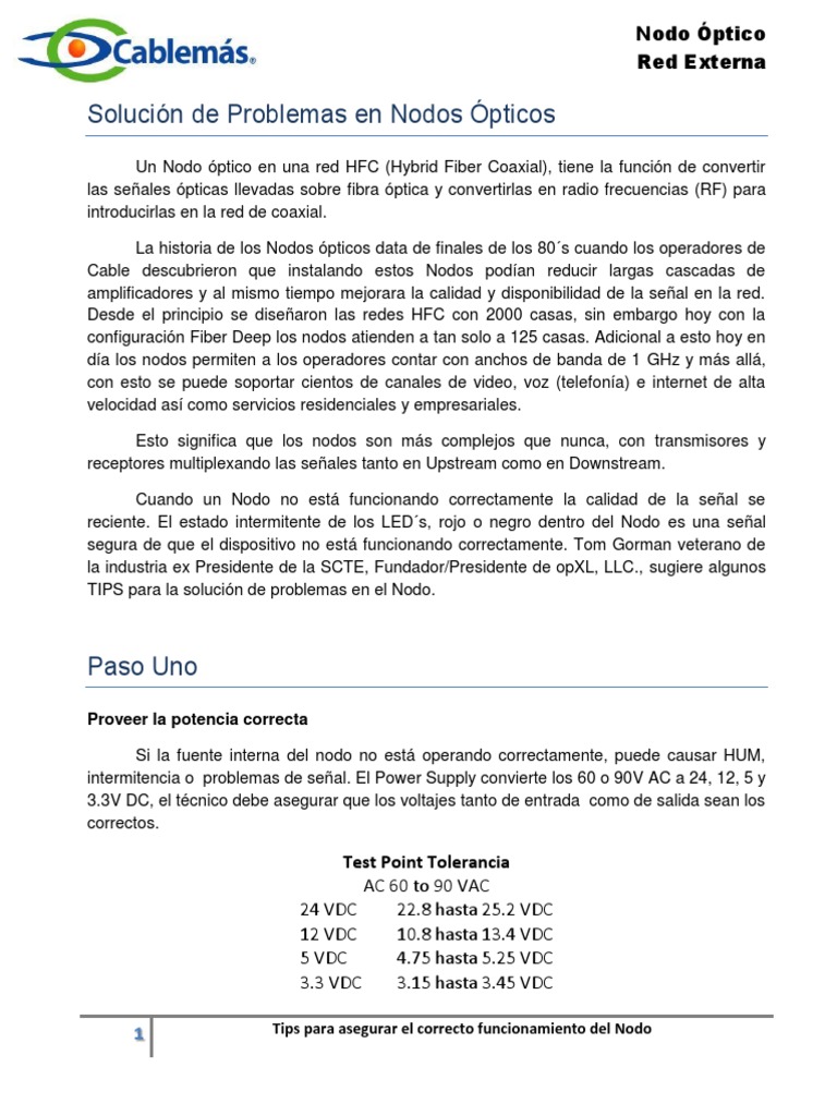 Nodo Óptico | PDF | Transmisor | Red de computadoras