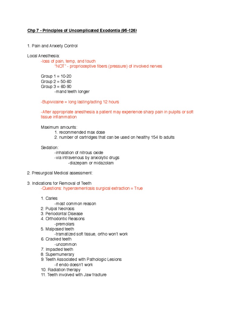 Chapter 7 - Principles of Uncomplicated Exodontia Notes | PDF | Tooth ...