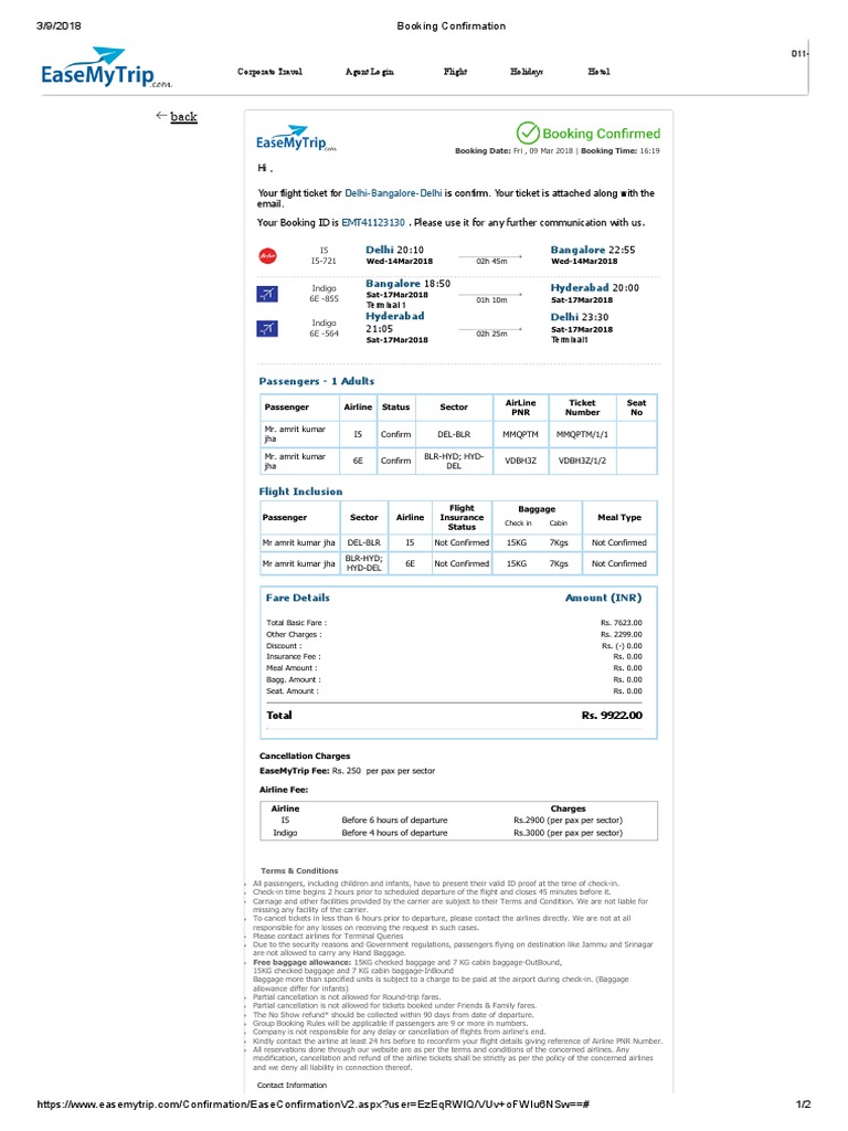 Booking Confirmation | Download Free PDF | Airlines | Aviation