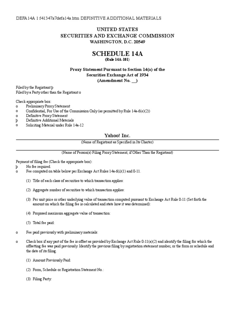 Schedule 14A: United States Securities and Exchange Commission | PDF ...