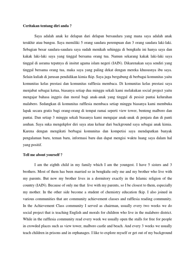 Ceritakan Tentang Diri Anda | PDF